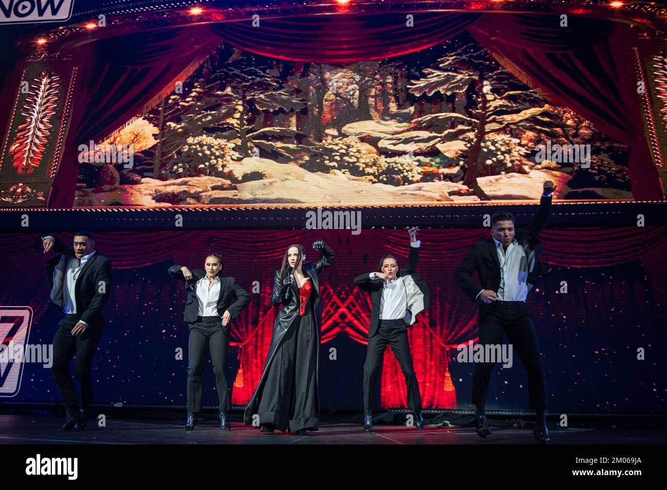 San Jose, USA. 03rd Dec, 2022. Dove Cameron performs during 99.7 Now's ...