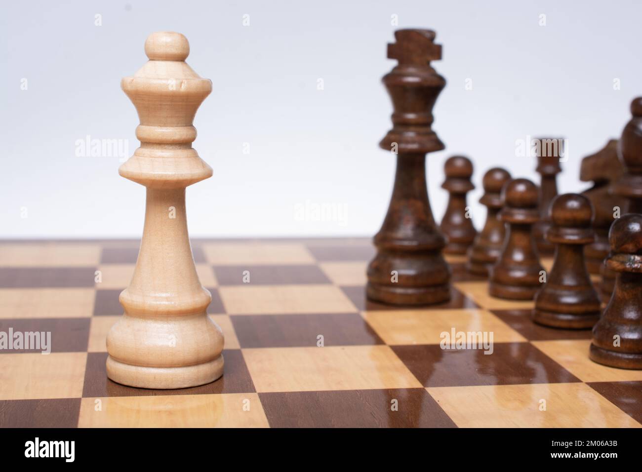 Intellectual game -chess. Wooden chess pieces on the chessboard Stock ...