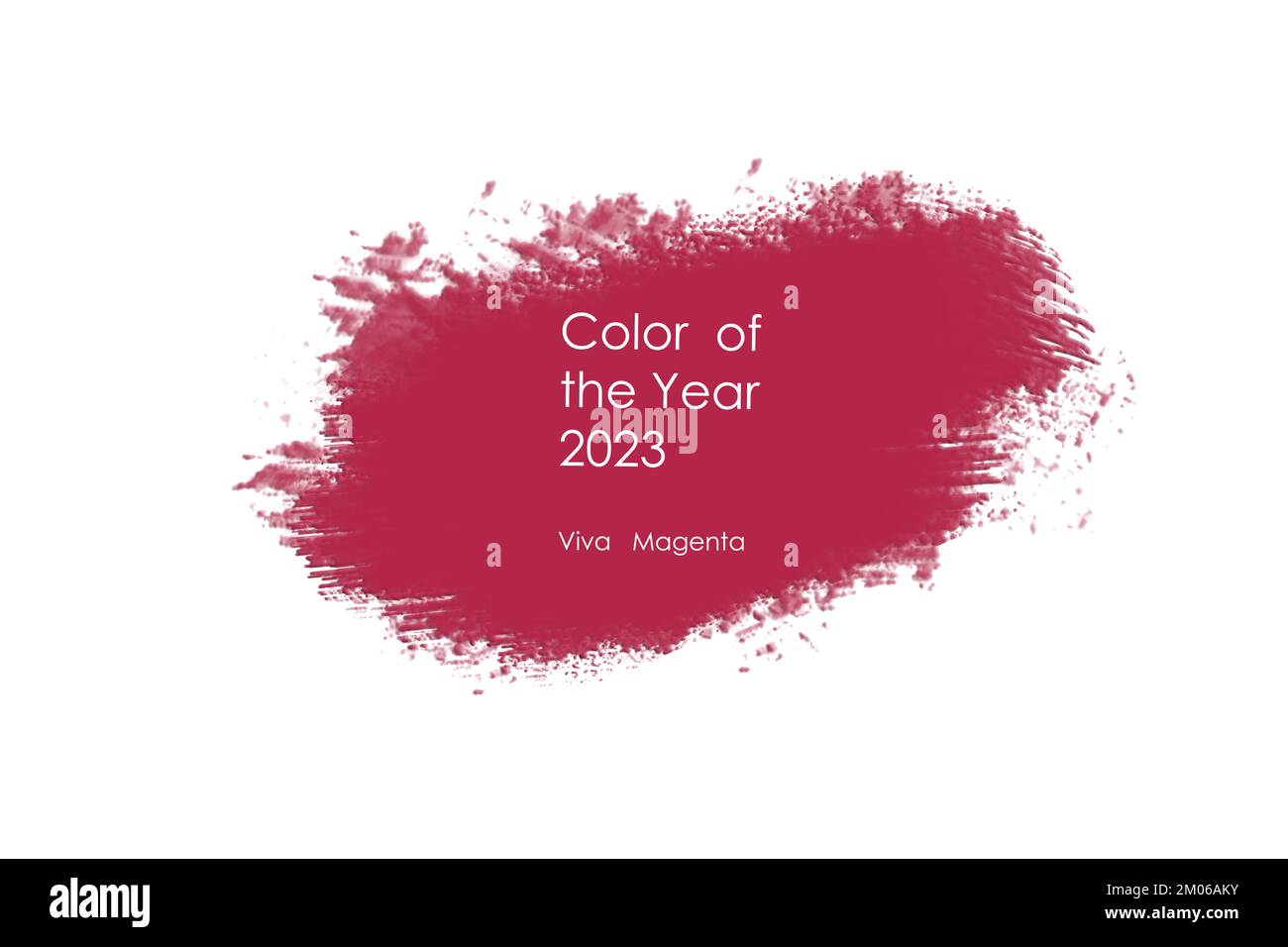 Brush Stroke. Stroke in colour of the 2023 year viva magenta. Text ...