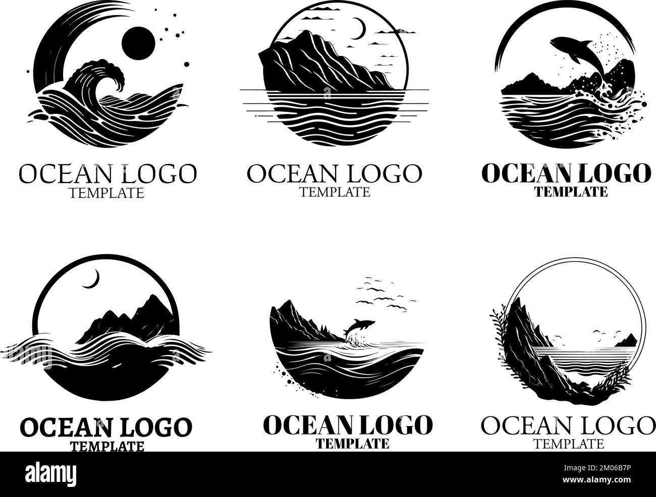 Set of vector ocean, sea, travel logo templates Stock Vector Image ...