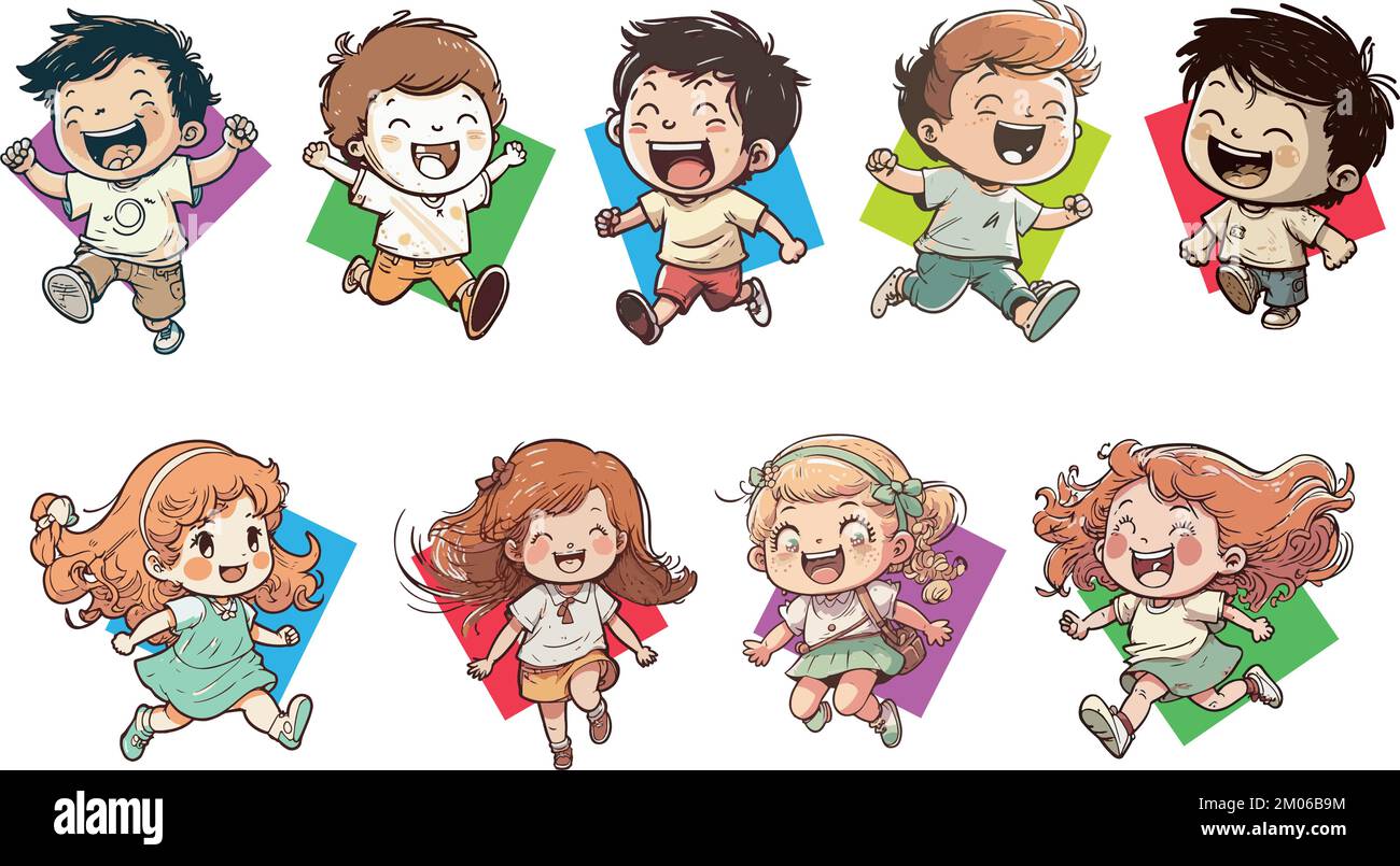 Faces cartoon kids hi-res stock photography and images - Alamy