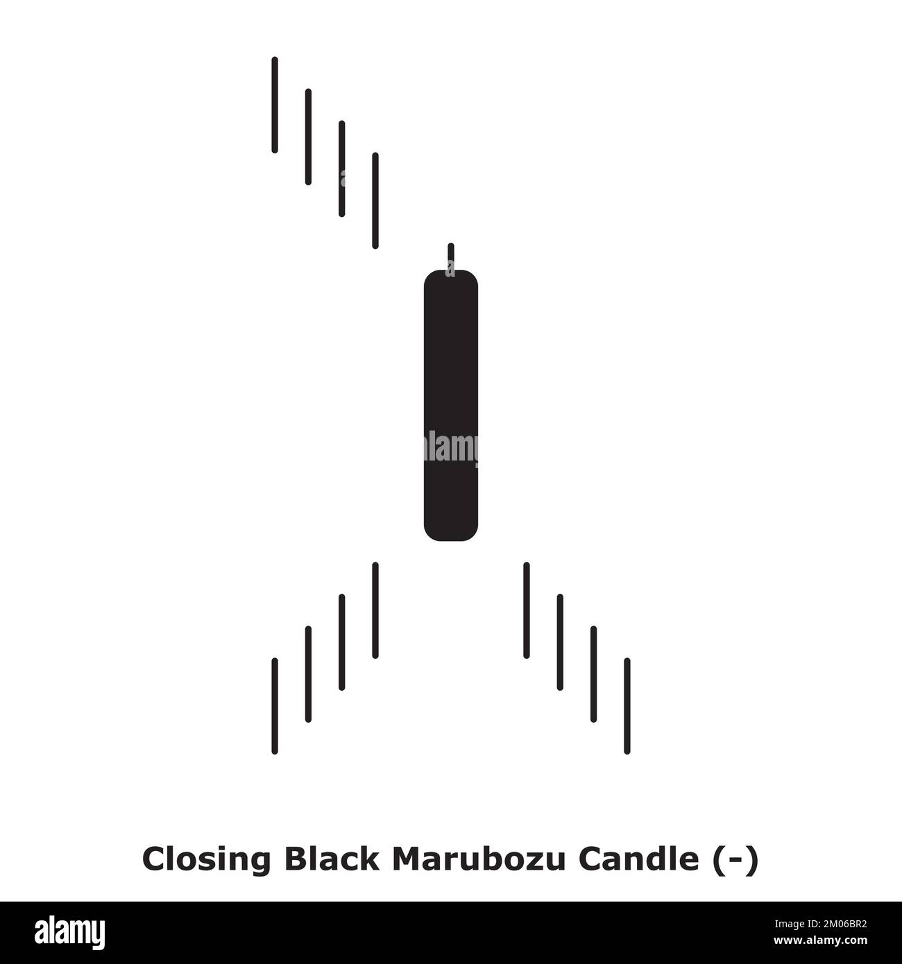 Closing Black Marubozu Candle - Bearish - White & Black - Round ... Closing Black Marubozu Candle - Bearish - White & Black - Round ...