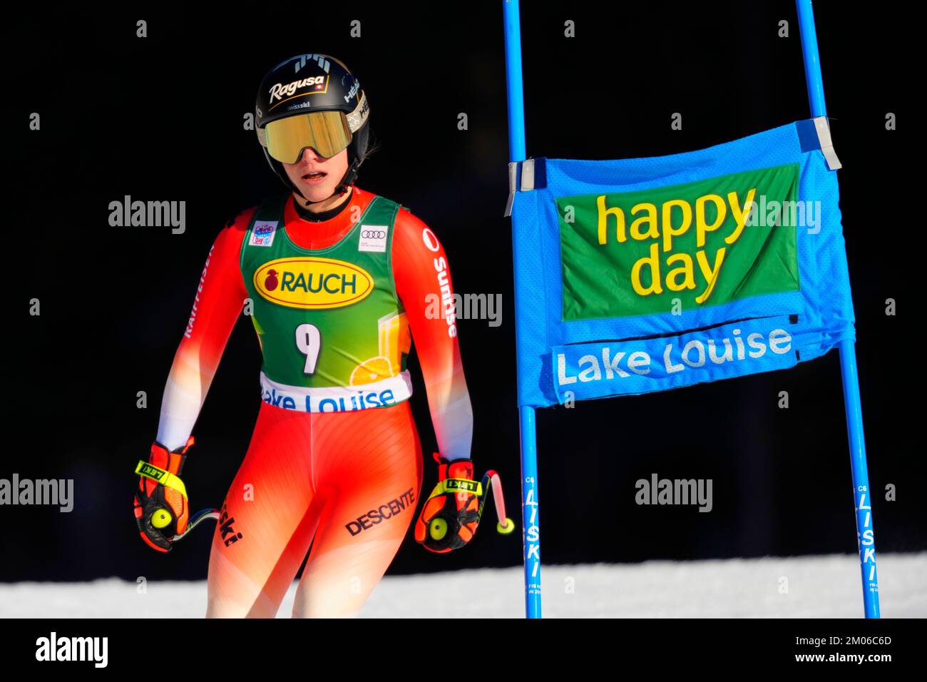 Switzerland's Lara Gut-Behrami reacts after missing a gate as she skis ...