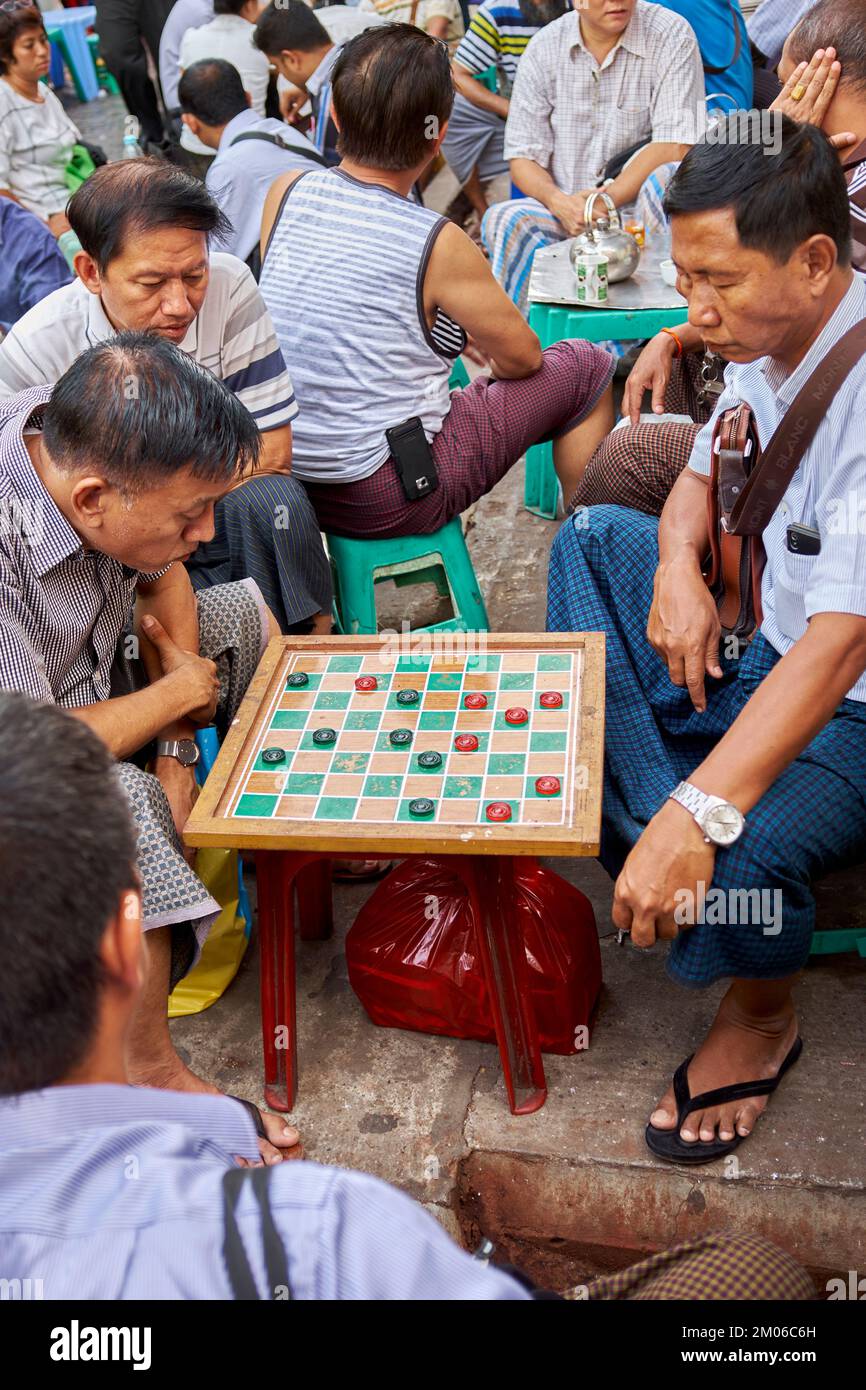 Customers in a Street Cafe in Yangon Myanmar Stock Photo - Alamy
