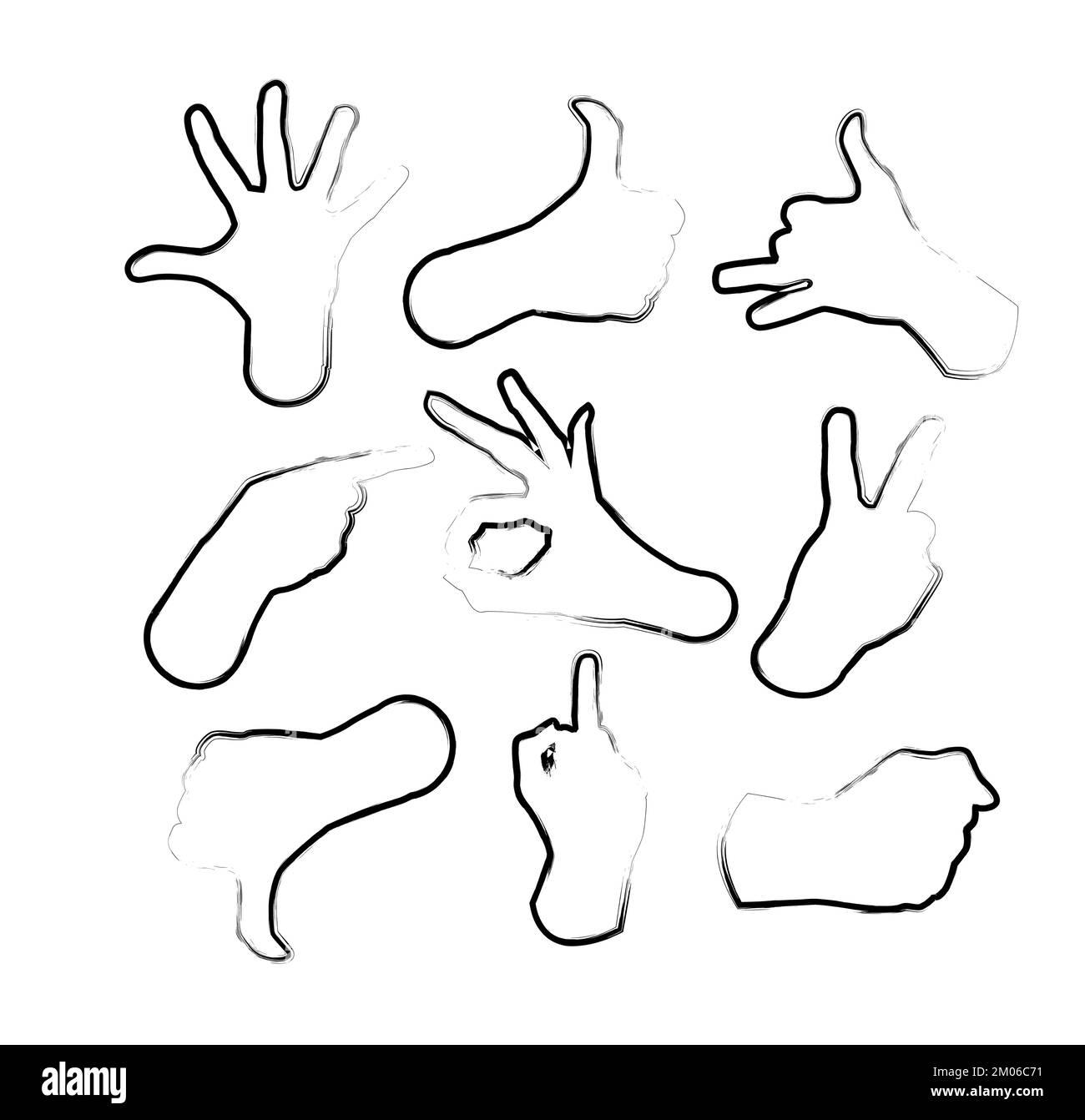 Hand Signs Are Different By Line Vector Illustration Stock Vector Image And Art Alamy