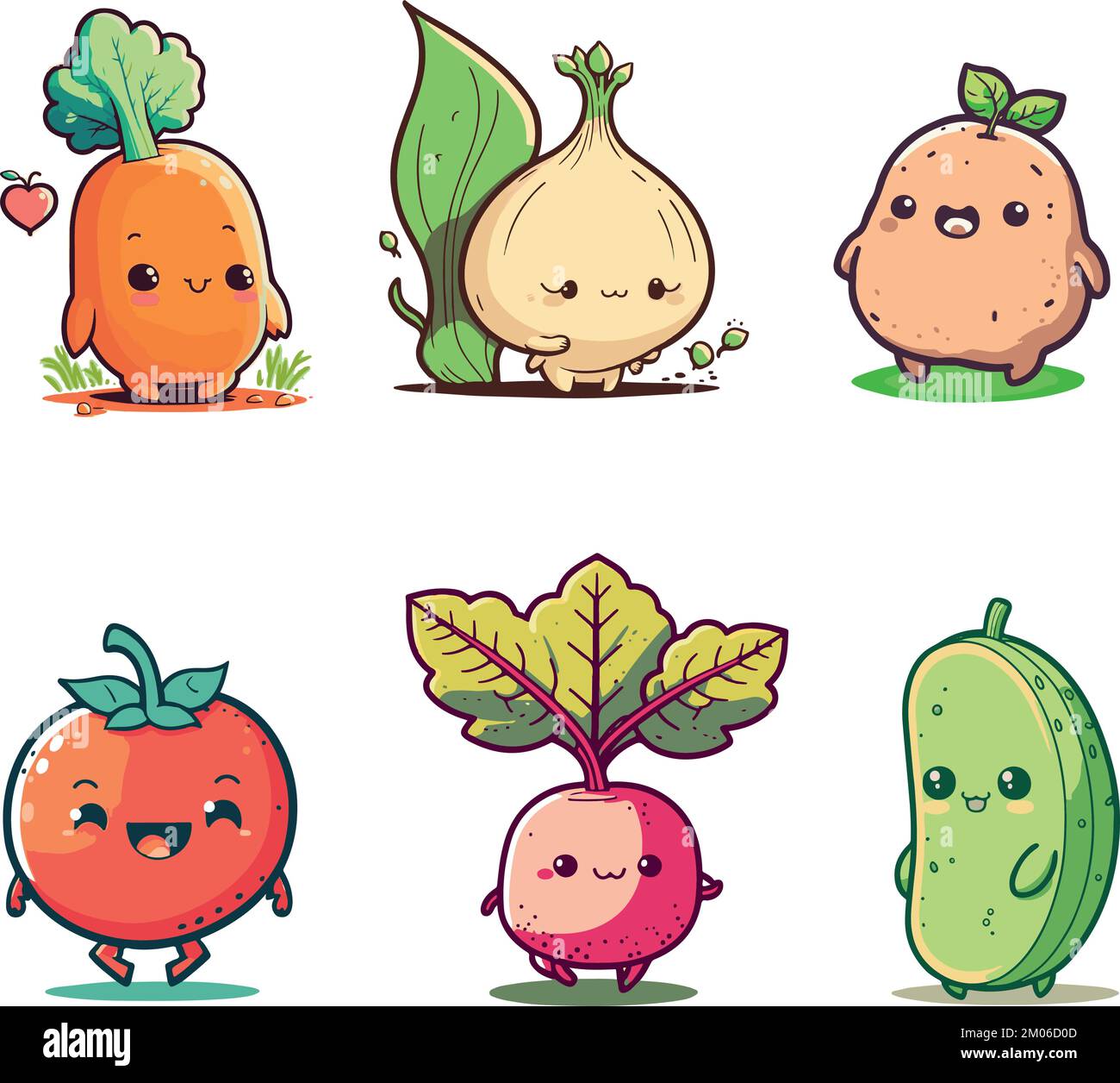 Cute smiling cartoon vector vegetables set Stock Vector Image & Art - Alamy