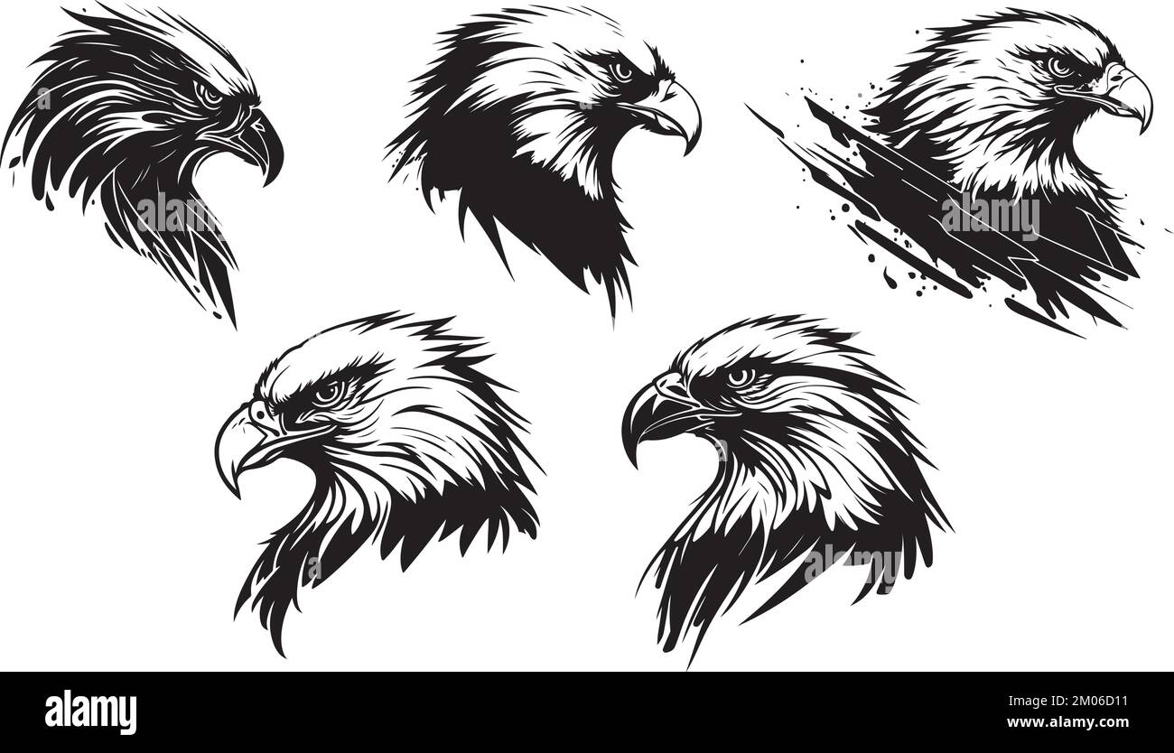 Set of vector birds, eagle, icons, logo elements Stock Vector Image ...