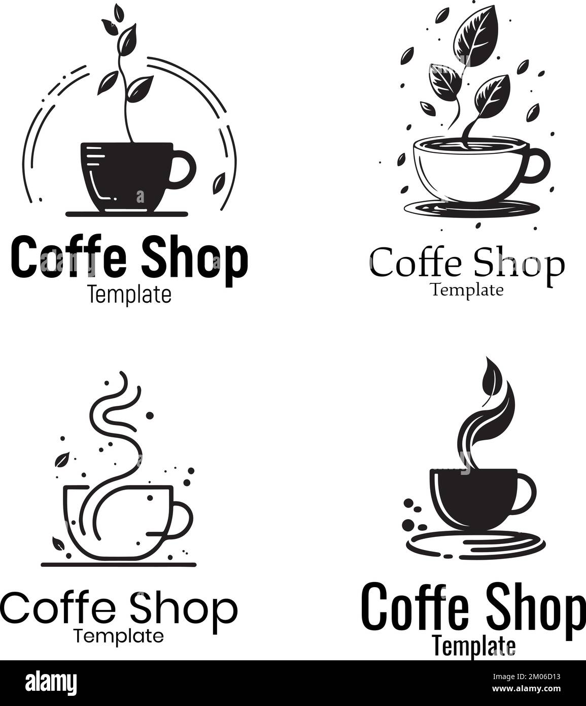 Vector coffee shop logo templates, cafe elementsicons Stock Vector ...
