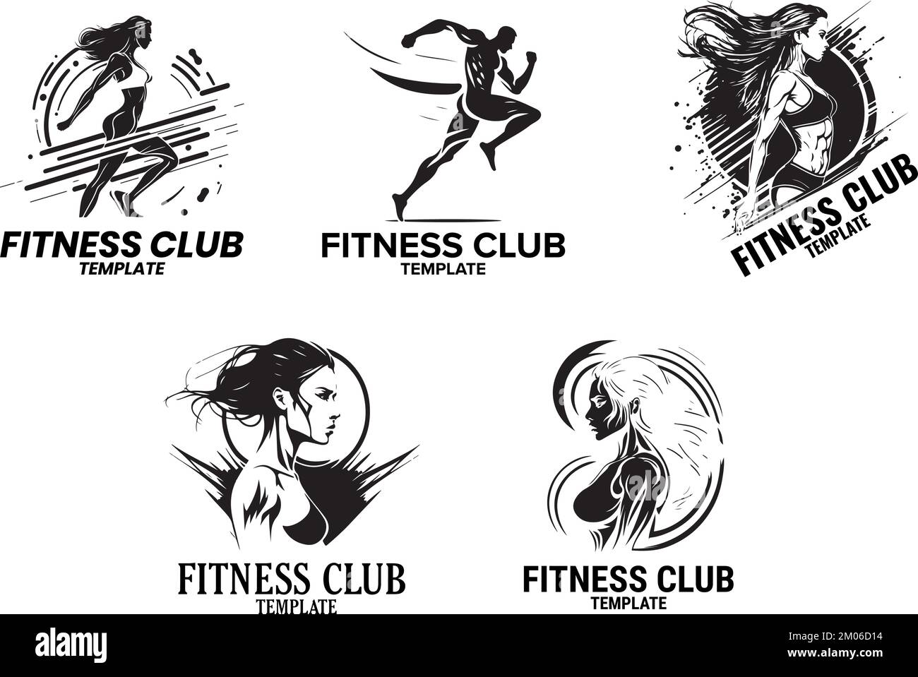 Set of vector fitness club logo templates, symbols Stock Vector Image ...