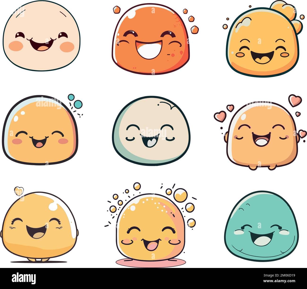 Cute vector cartoon smily faces set, smile emotes Stock Vector Image ...