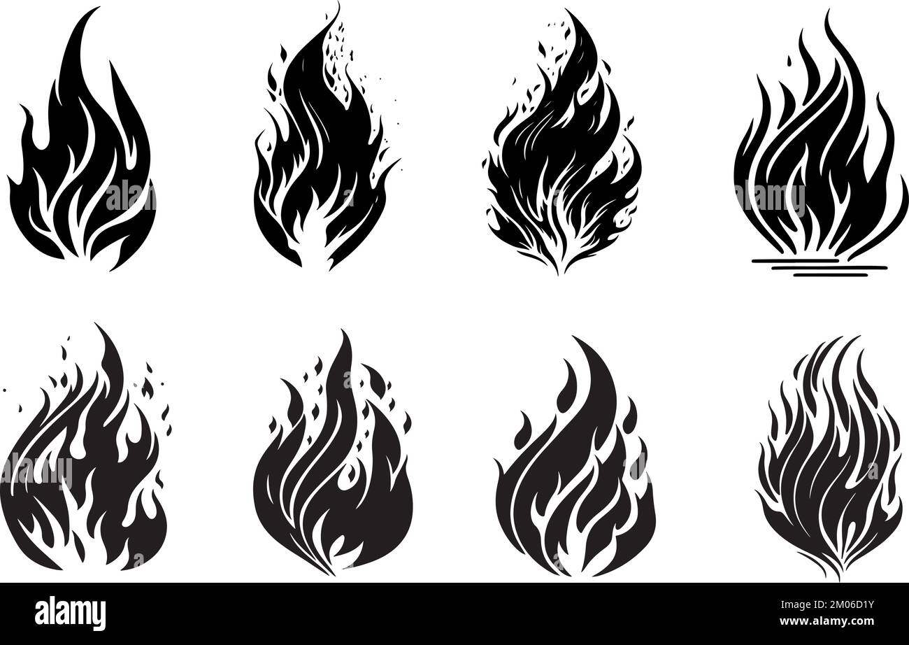 Set of vector fire, flames icons, symbol, sign Stock Vector Image & Art ...