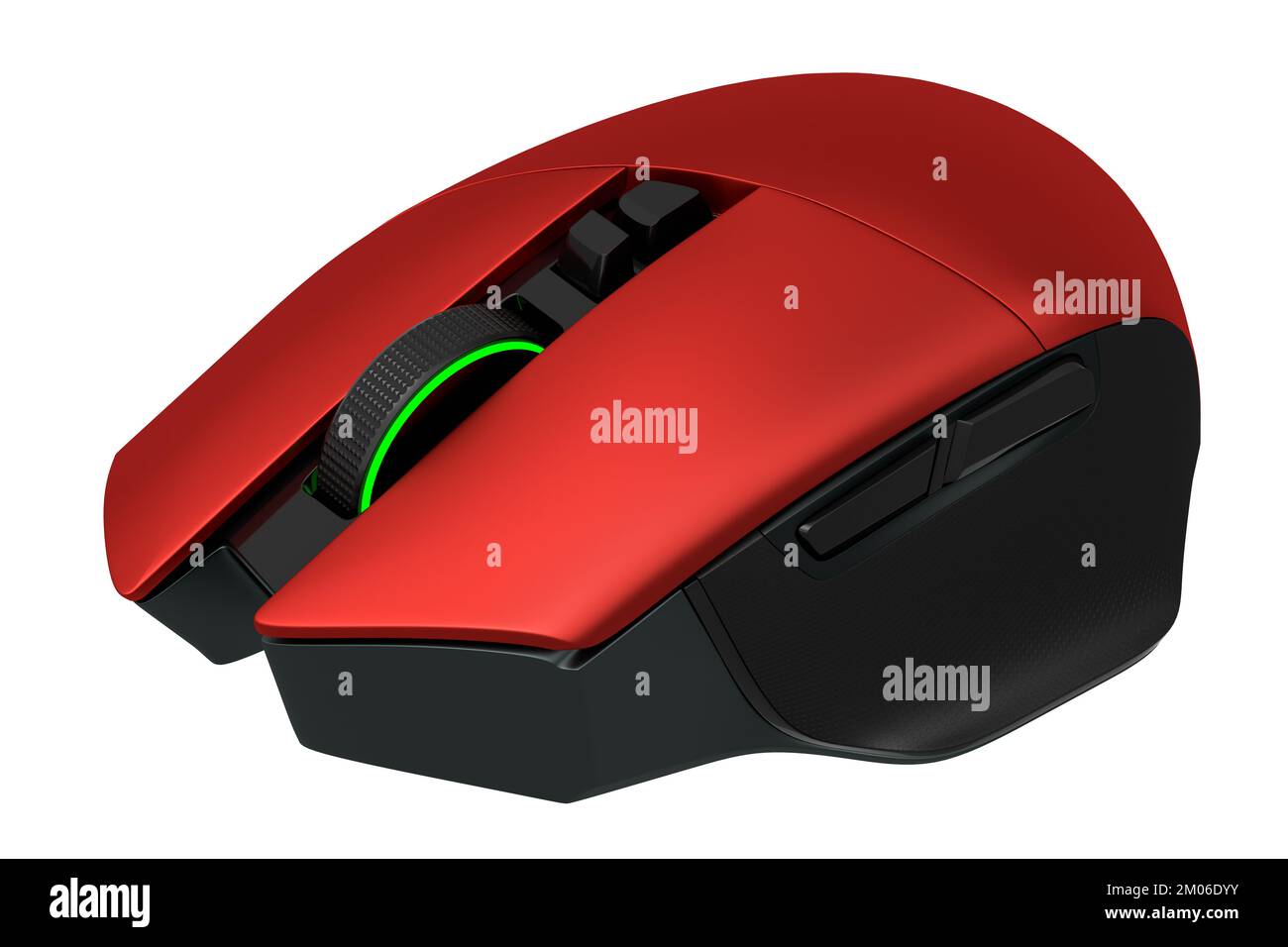 Modern wireless gaming computer mouse on professional pad isolated on ...
