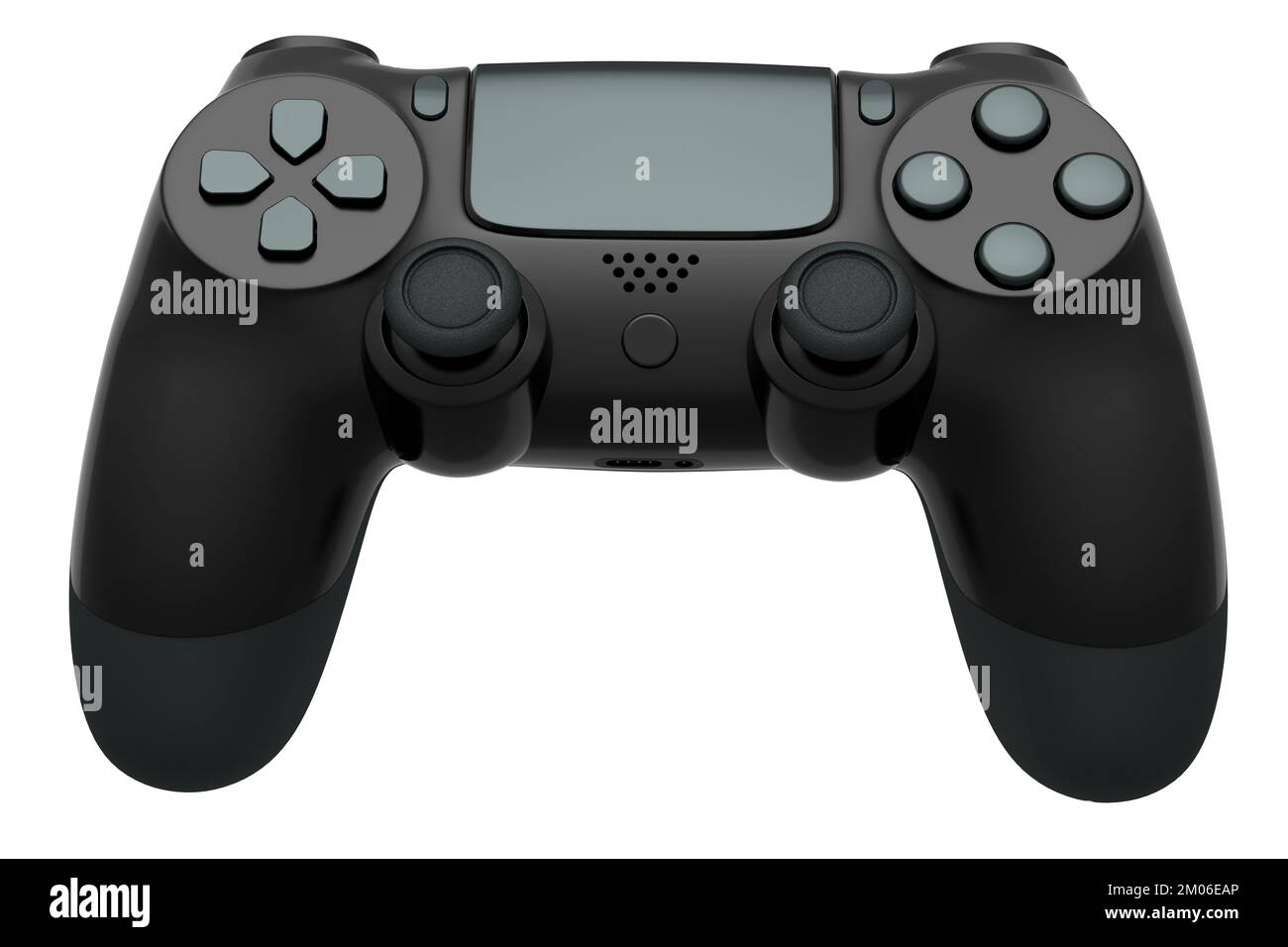Realistic black video game joystick on white background. 3D rendering ...