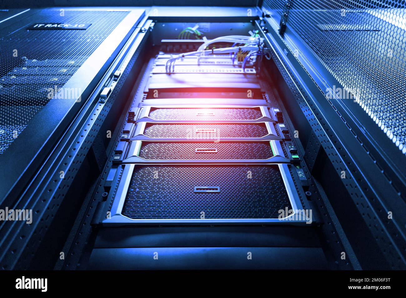 The server room tells the computer server that is working continuously ...
