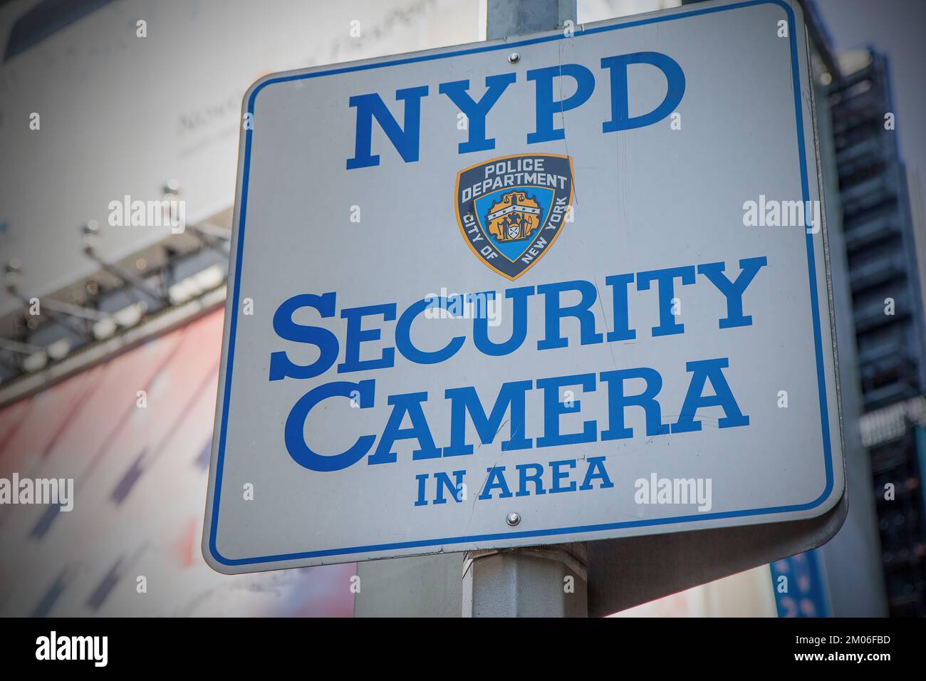 Sign NYPD Security Camera in Area. The corners of the photo are ...