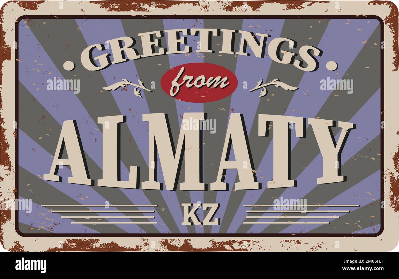 Almaty post card sign. Greetings for t-shirt, mug, card, logo, tag ...