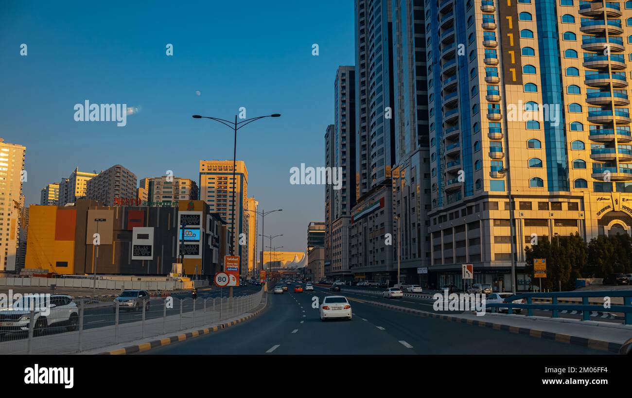 Sharjah city view during sunset Stock Photo - Alamy