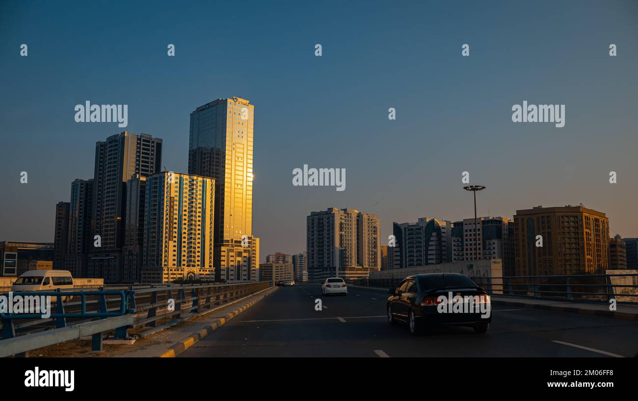 Sharjah city view during sunset Stock Photo - Alamy