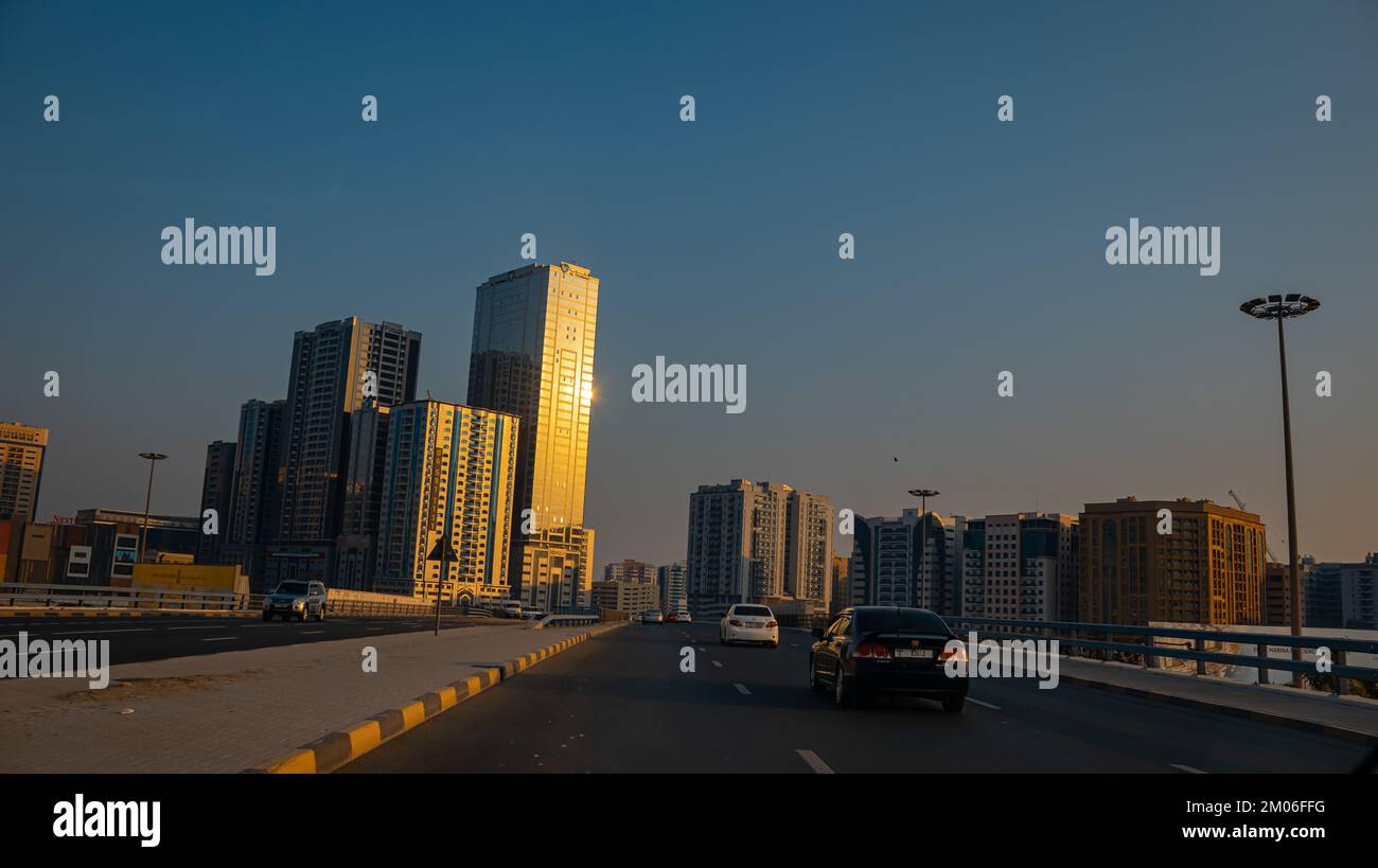Sharjah city view during sunset Stock Photo - Alamy