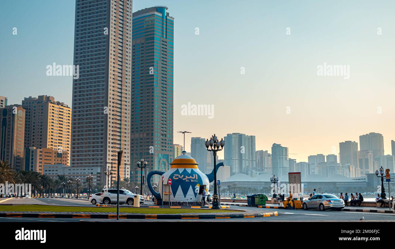 Sharjah city view during sunset Stock Photo - Alamy