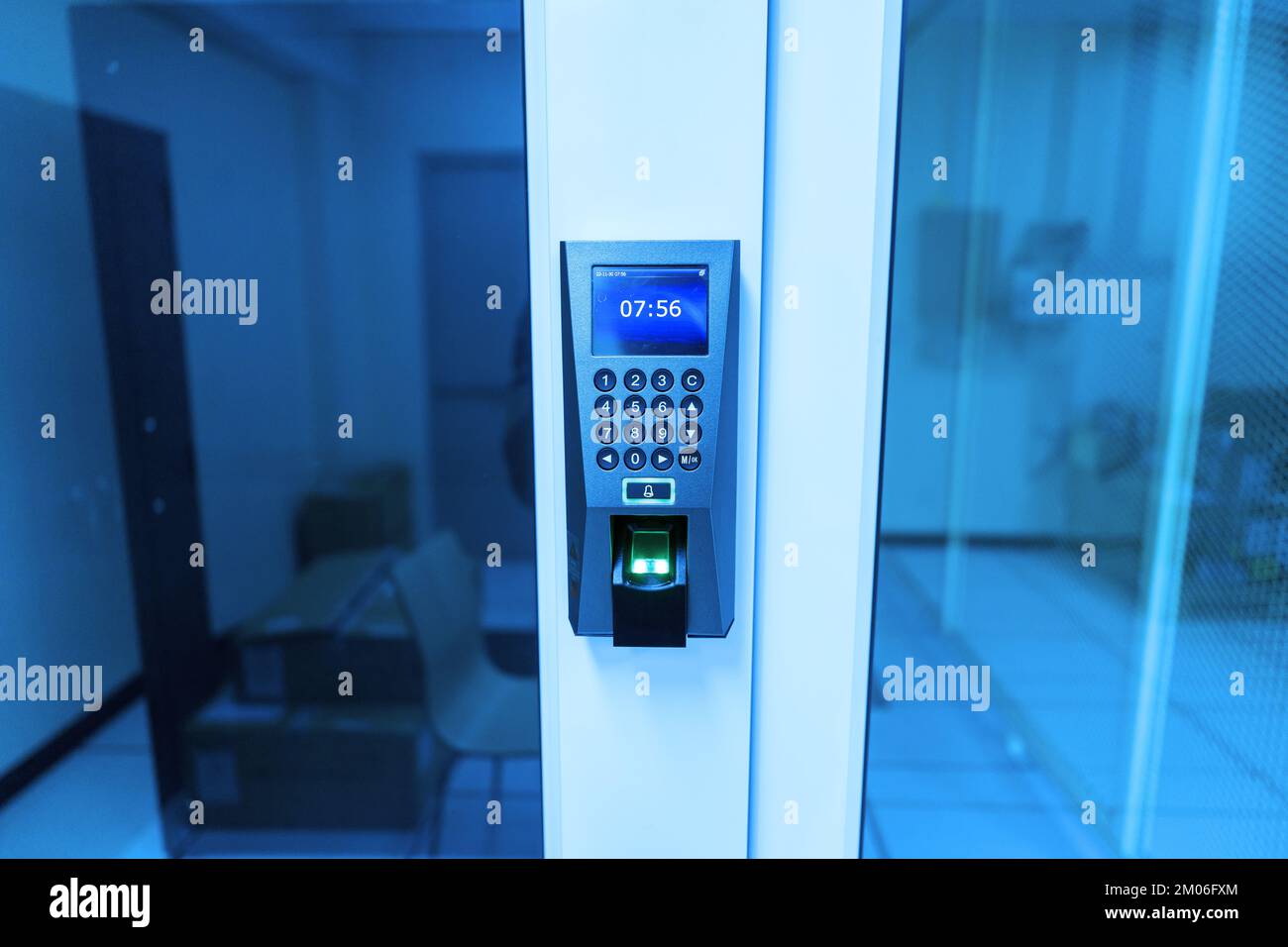 Fingerprint machine server room safety Stock Photo - Alamy