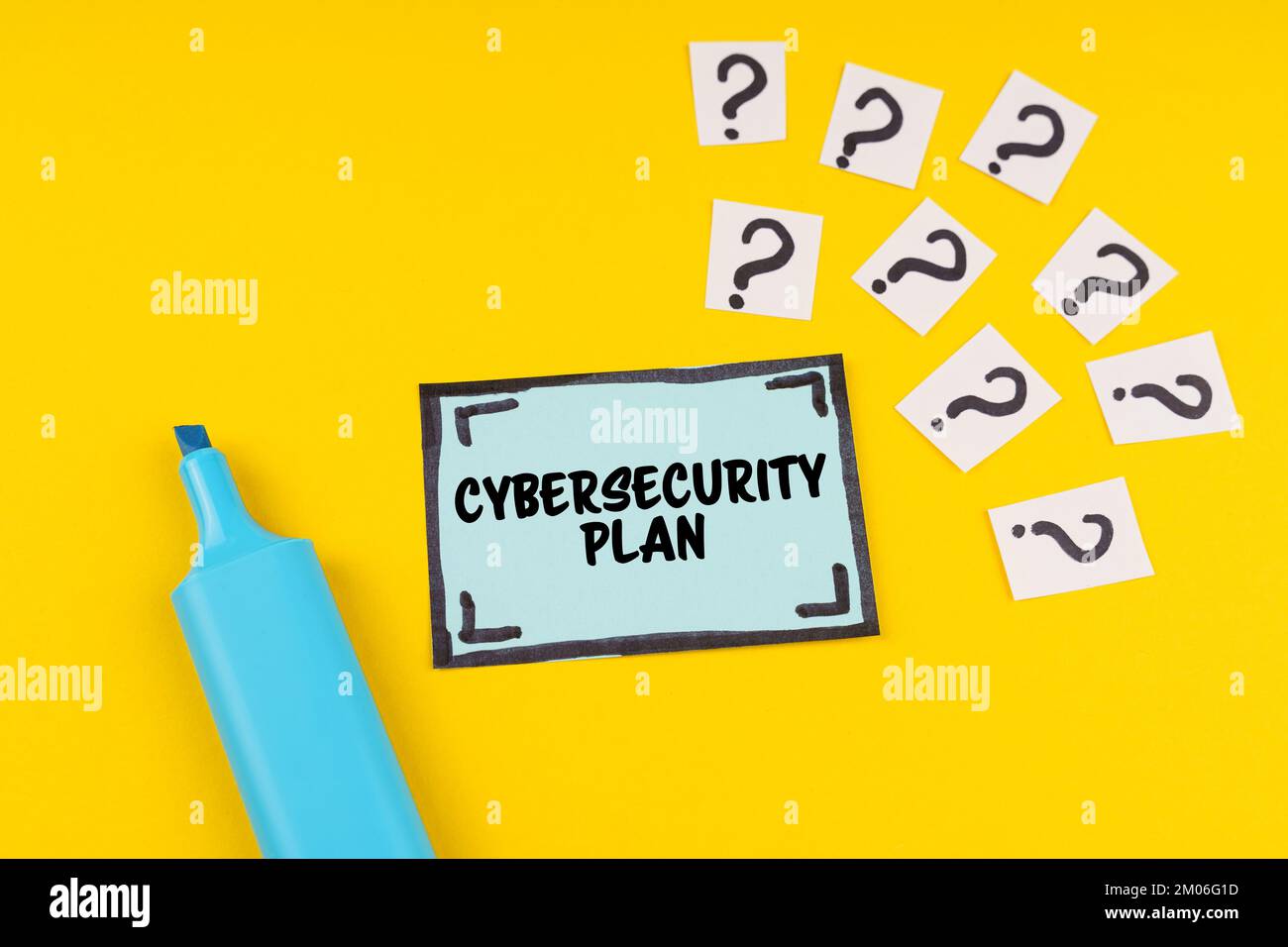 Technological concept. On the yellow surface lies a blue marker ...