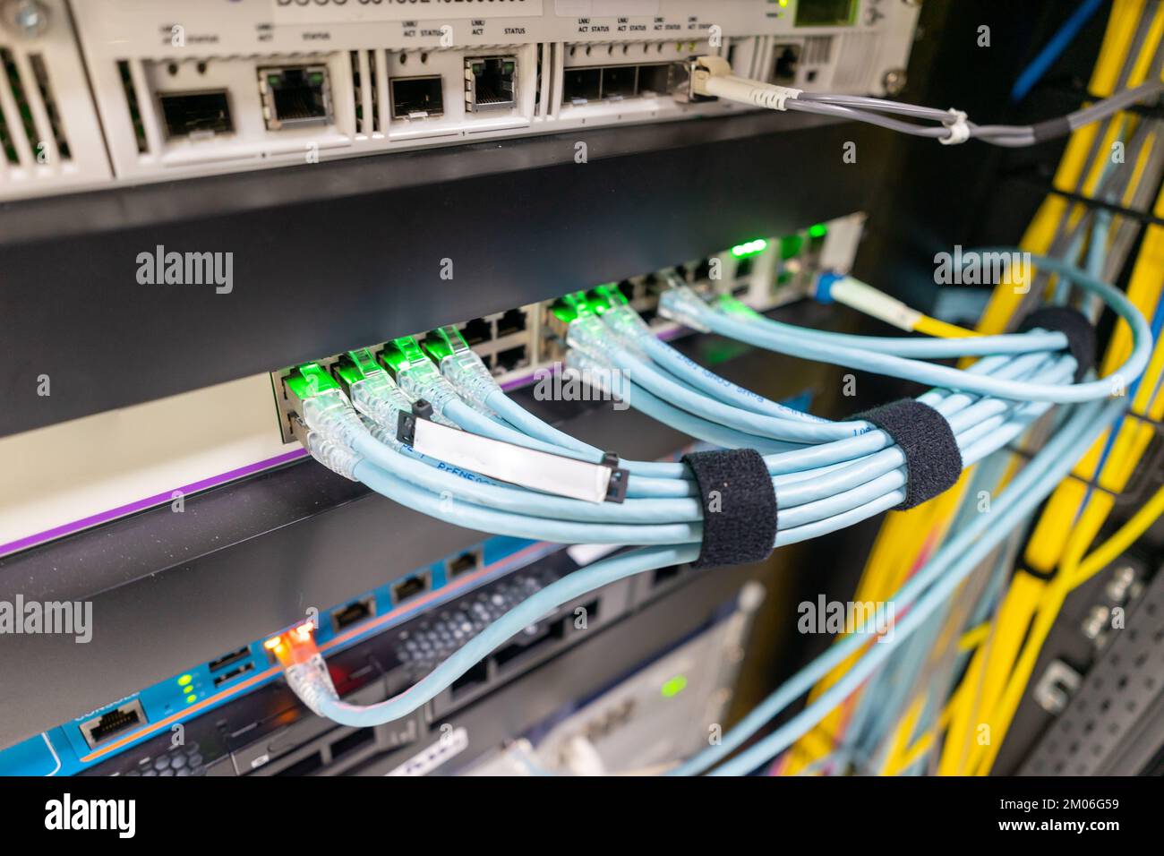 fiber optic with servers in a technology data center Stock Photo - Alamy