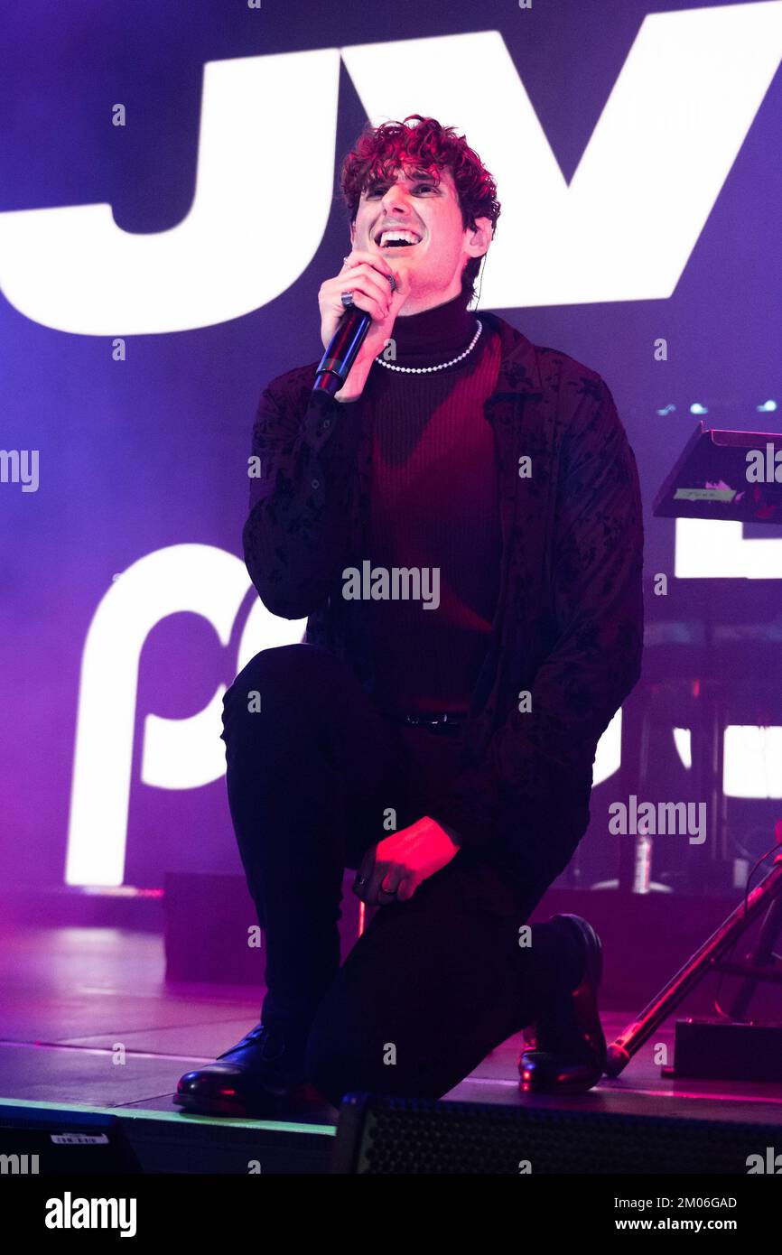 San Jose, USA. 03rd Dec, 2022. JVKE performs during 99.7 Now's Poptopia ...