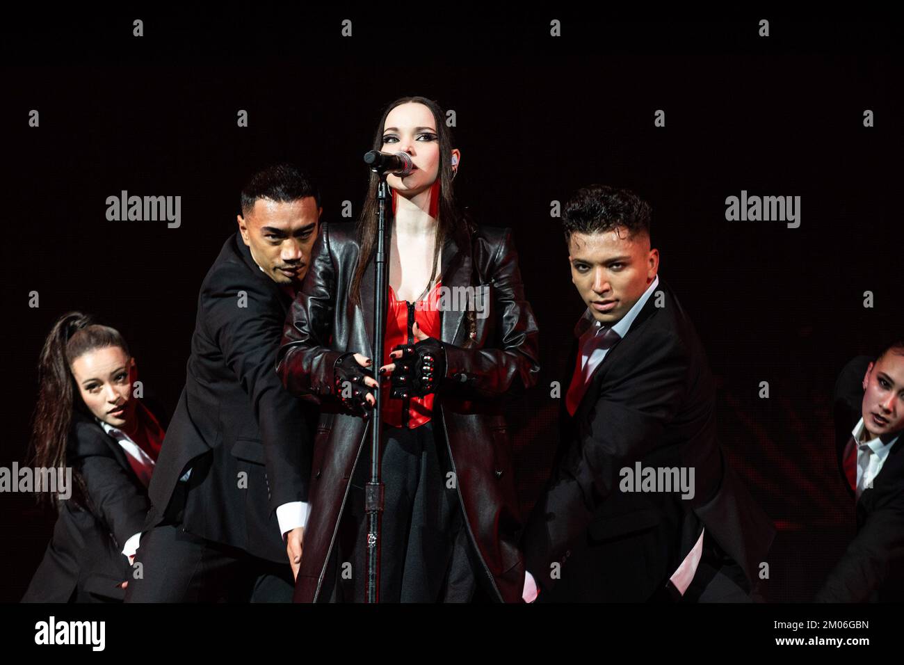 San Jose, USA. 03rd Dec, 2022. Dove Cameron performs during 99.7 Now's ...