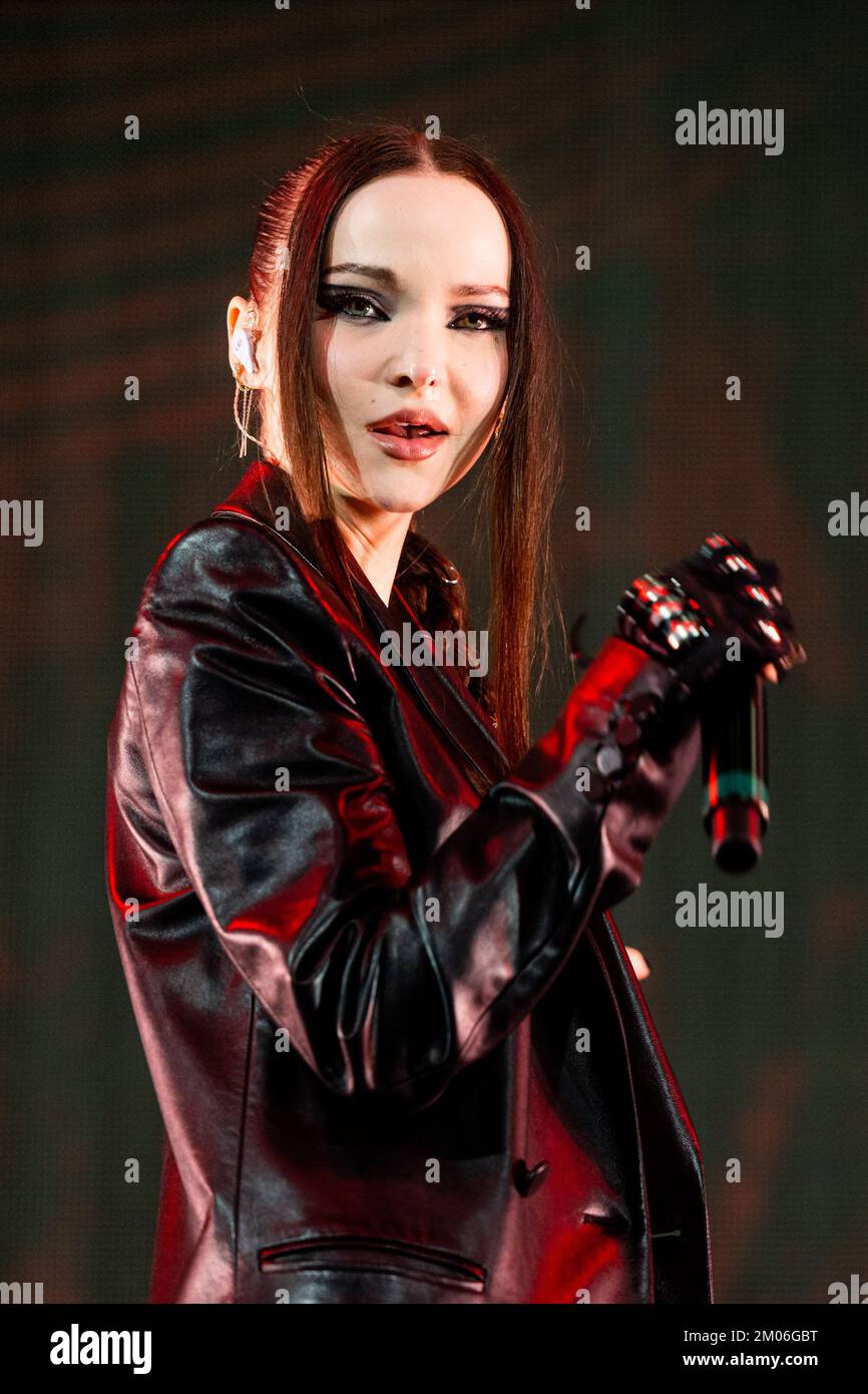 San Jose, USA. 03rd Dec, 2022. Dove Cameron performs during 99.7 Now's ...