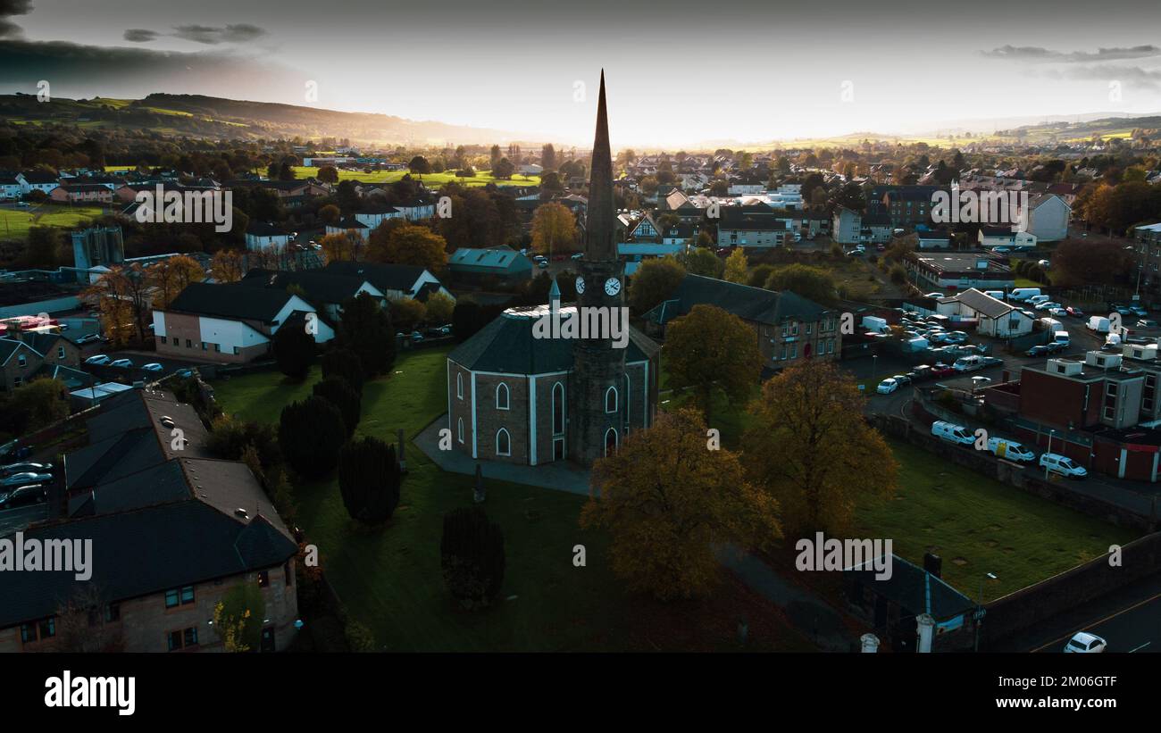 Drone image of church in Johnstone, Scotland Stock Photo - Alamy