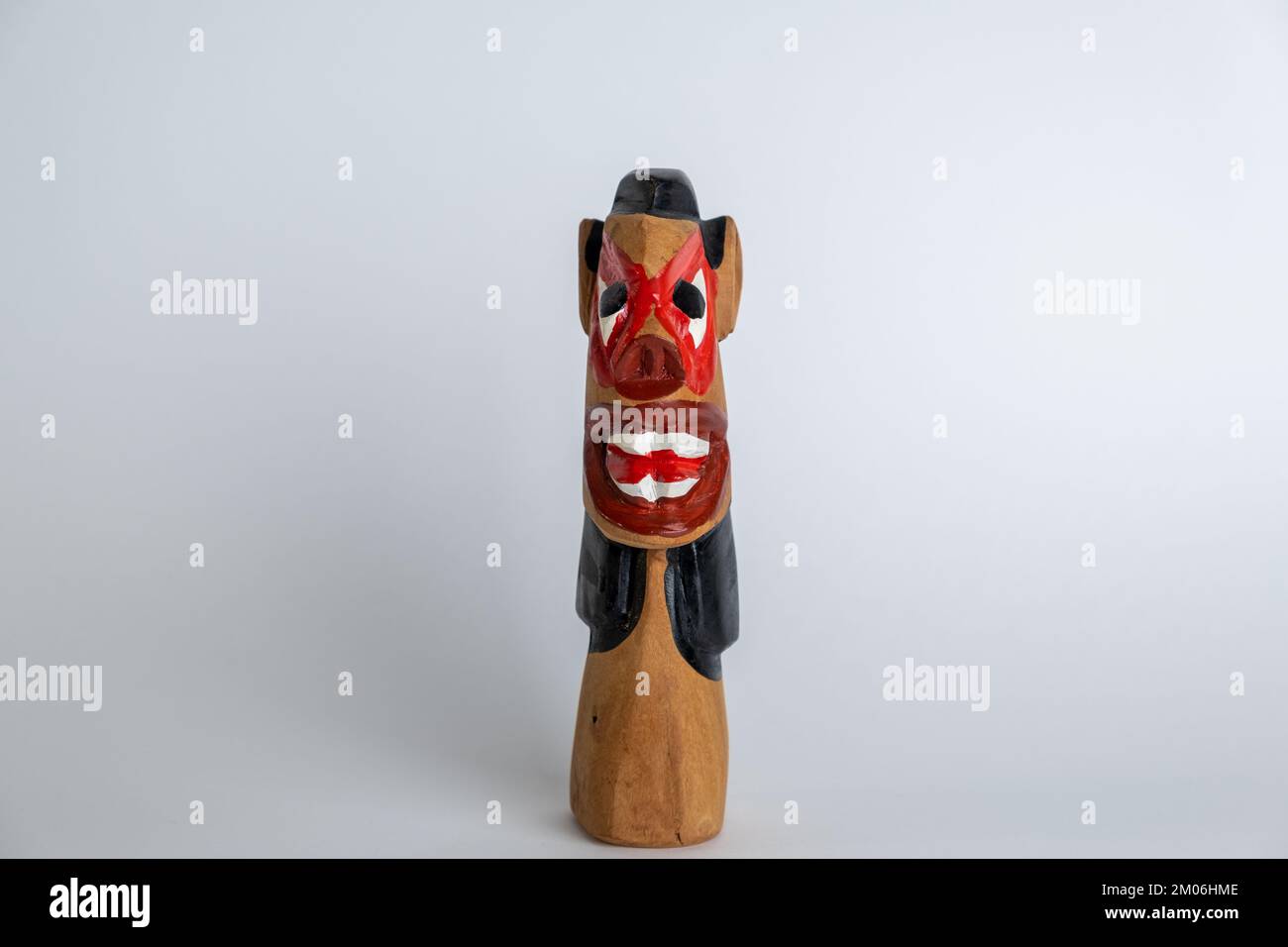 Wooden carved frown craft. In Brazilian folklore, the "carranca ...