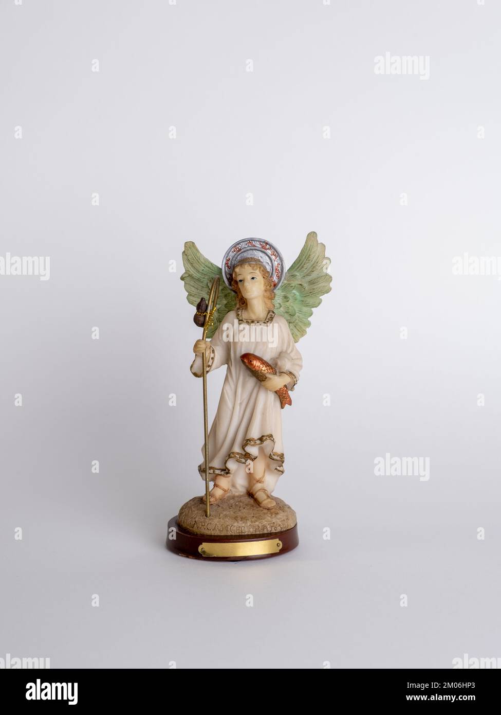 Saint Raphael Archangel statue isolated on white background Stock Photo ...