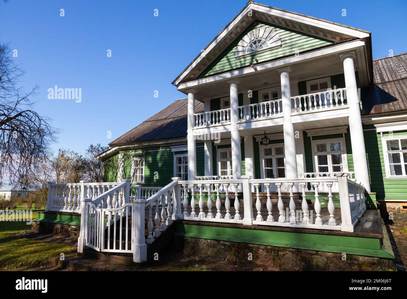 Pskov, Russia - May 4, 2021: Facade of wooden house of Hannibals in ...