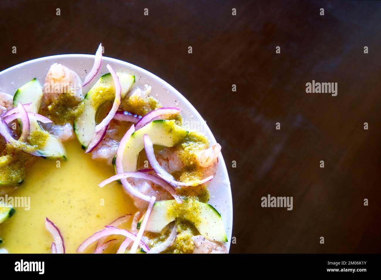 A Aguachile, Mexican spicy marinated seafood dish with shrimp Stock ... A Aguachile, Mexican spicy marinated seafood dish with shrimp Stock ...