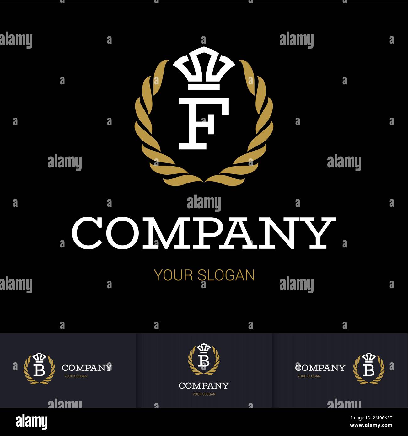 Illustration of Luxury Vintage Crest Logo with letter F in the Middle ...