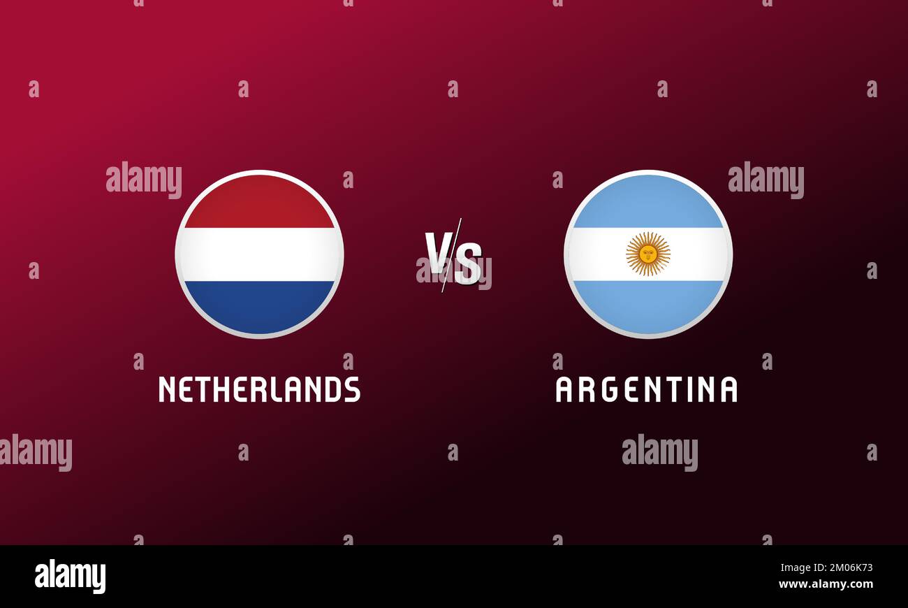 Netherlands vs Argentina flag round emblem. Football cover background ...