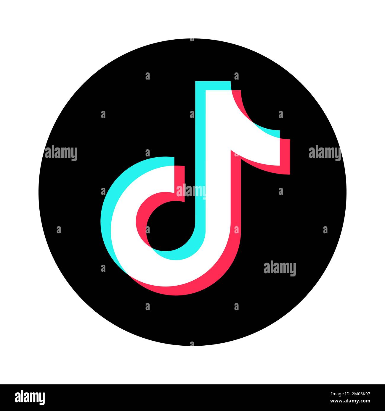 TikTok social media app icon. Circle shape vector illustration Stock ...