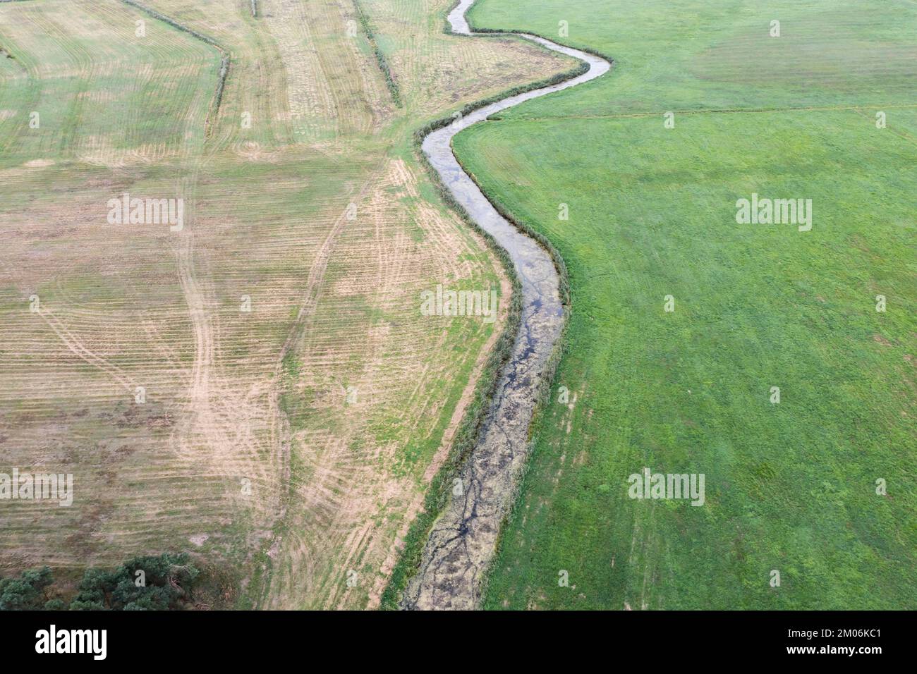 Rural landscape, fields, meadows, streams view from the drone Stock ...