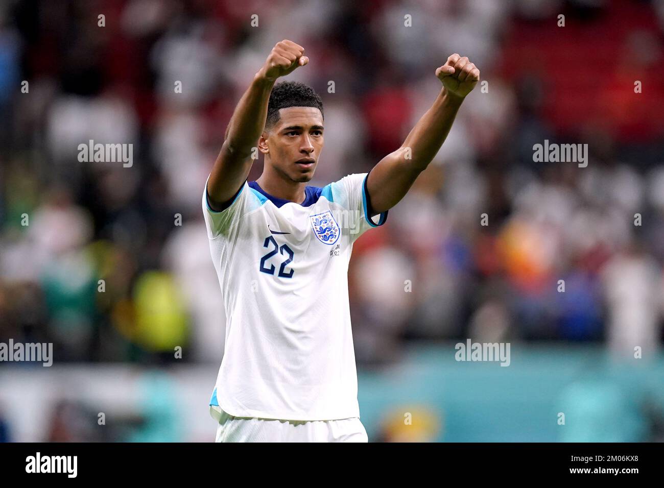 England's Jude Bellingham celebrates after the end of the match during ...