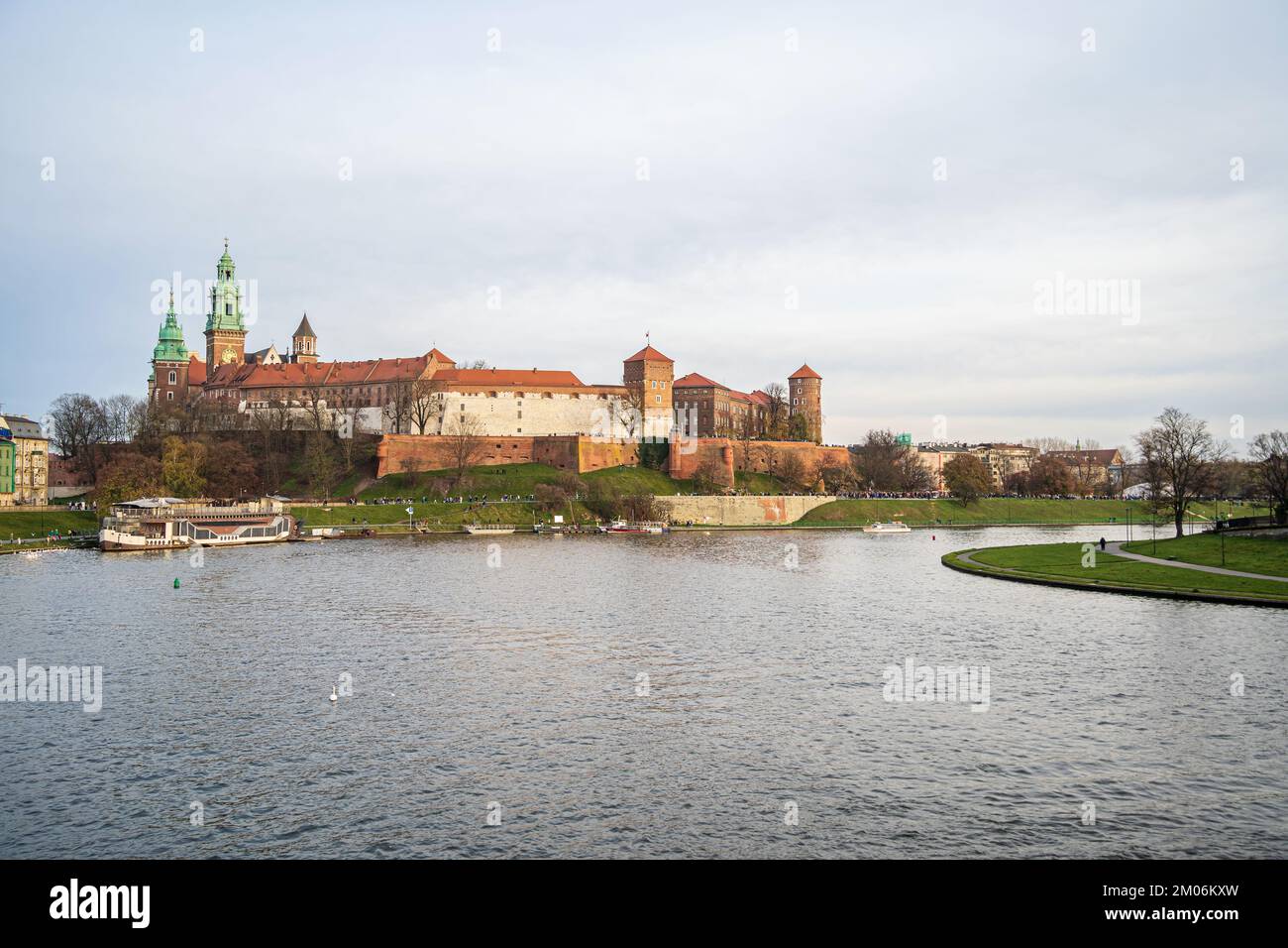 Wawel Royal Castle and Vistula River view. Krakow, Poland Stock Photo ...