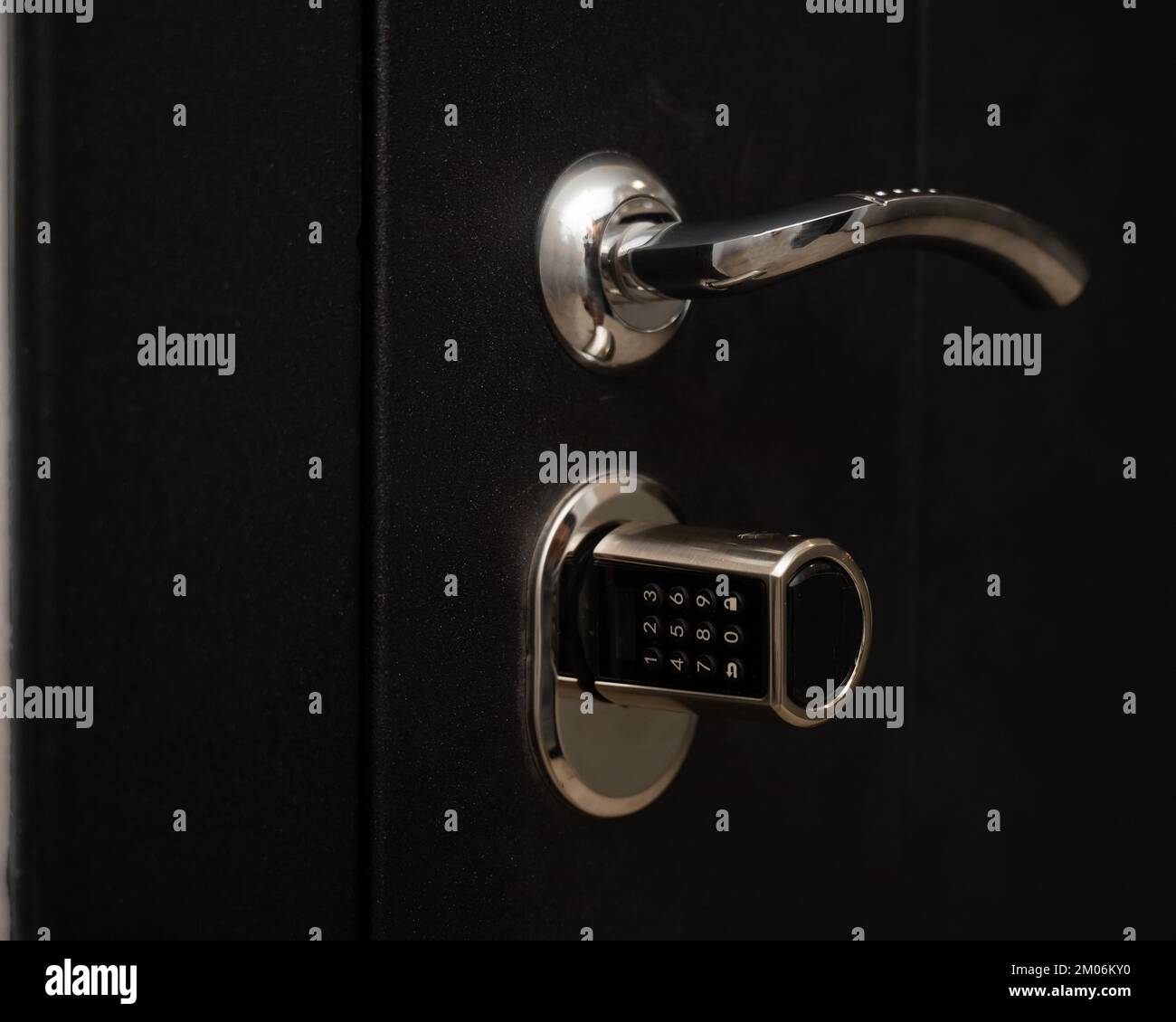 Door to the apartment with a combination lock. Keyless entry Stock ...