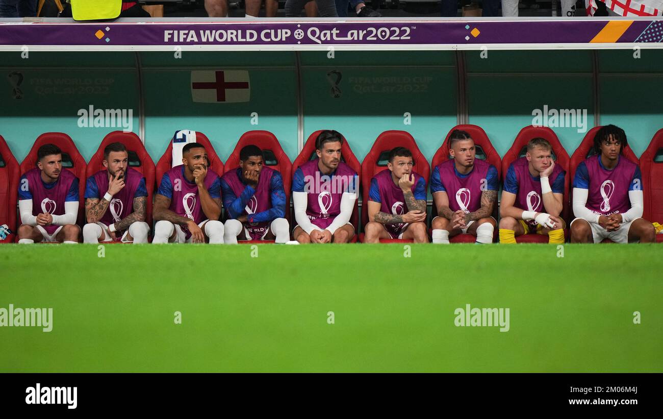 Al Khor, Qatar. 04th Dec, 2022. England players on the bench during the ...