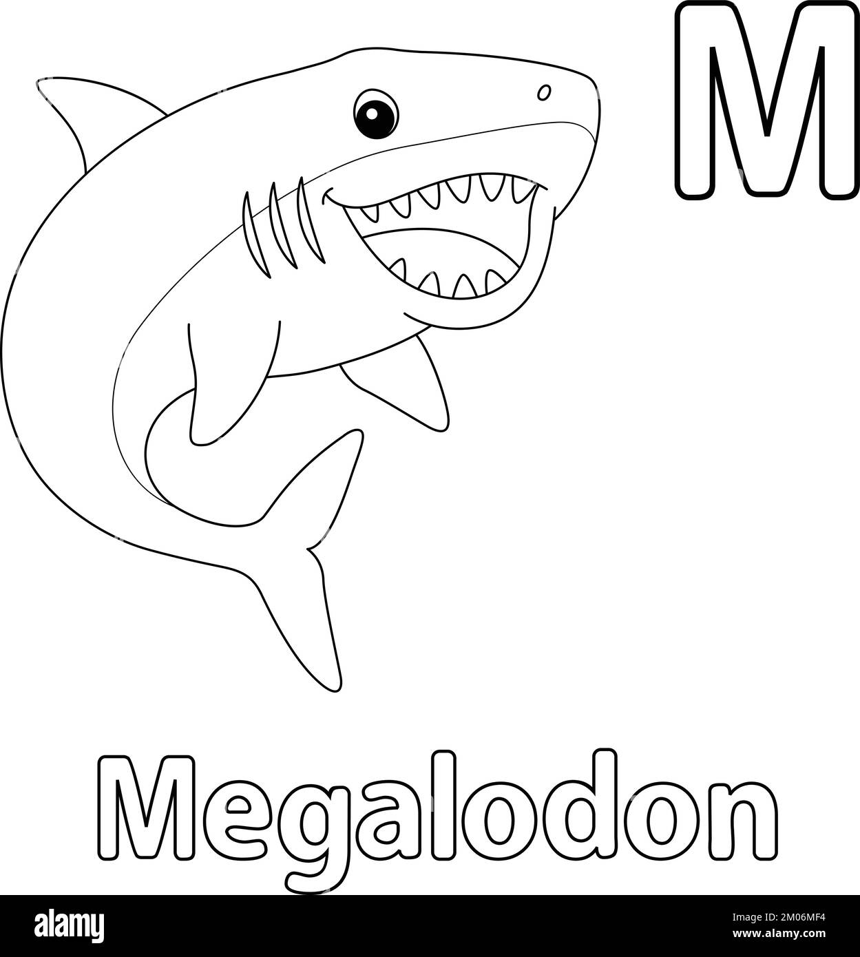 Megalodon Alphabet ABC Isolated Coloring Page M Stock Vector Image ... Megalodon Alphabet ABC Isolated Coloring Page M Stock Vector Image ...