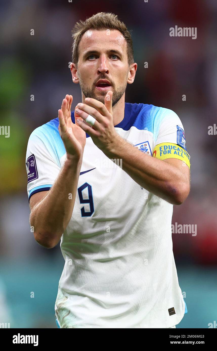 Al Khor, Qatar. 4th Dec, 2022. Harry Kane of England celebrates the win ...