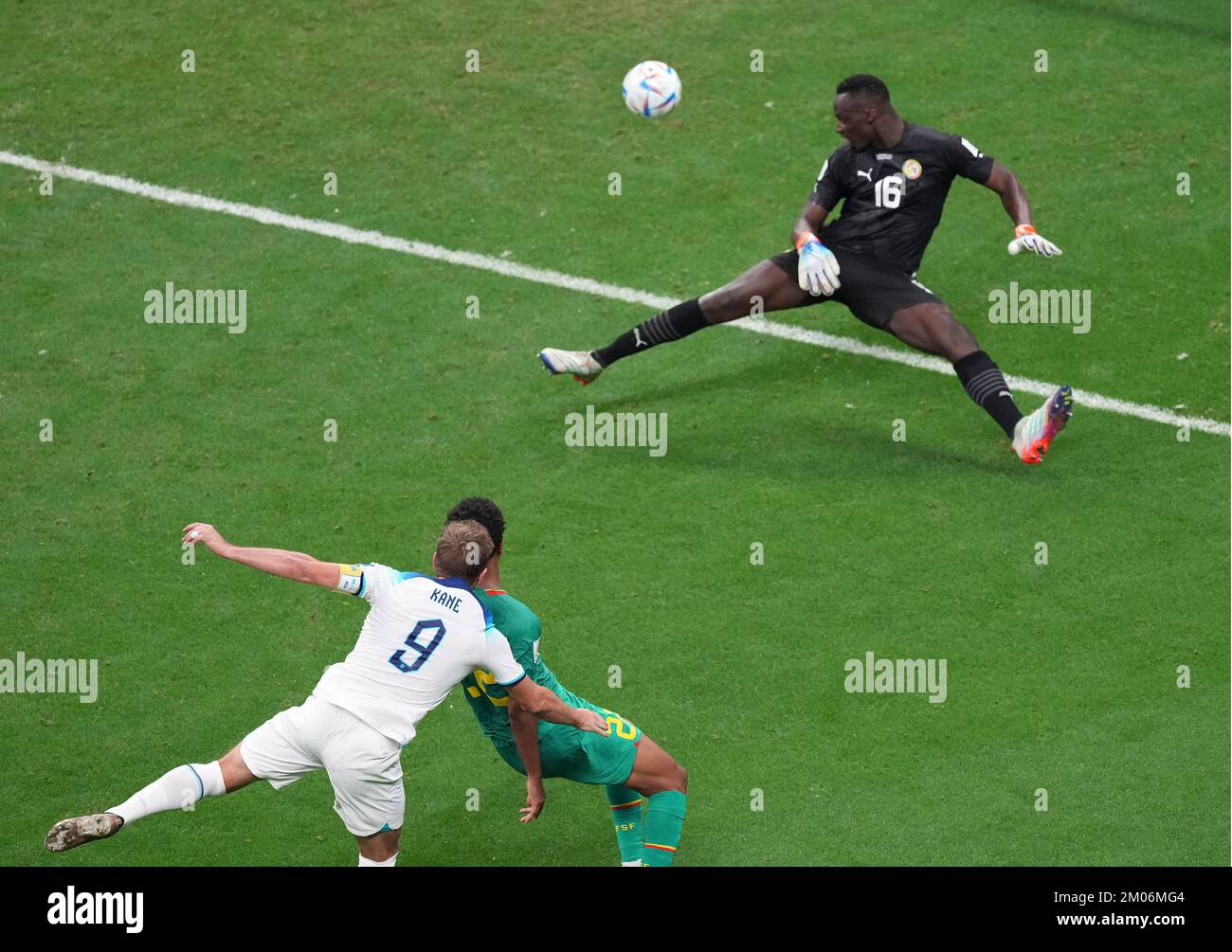 Al Khor, Qatar. 4th Dec, 2022. Harry Kane (#9) of England scores during ...