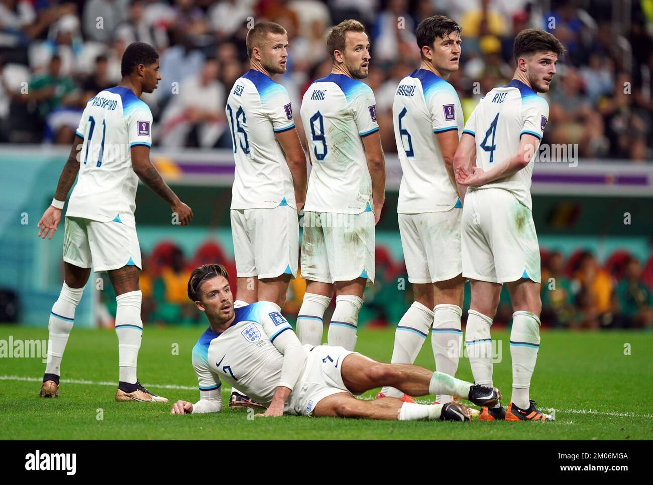 England's Marcus Rashford, Eric Dier, Harry Kane, Harry Maguire, Declan ...