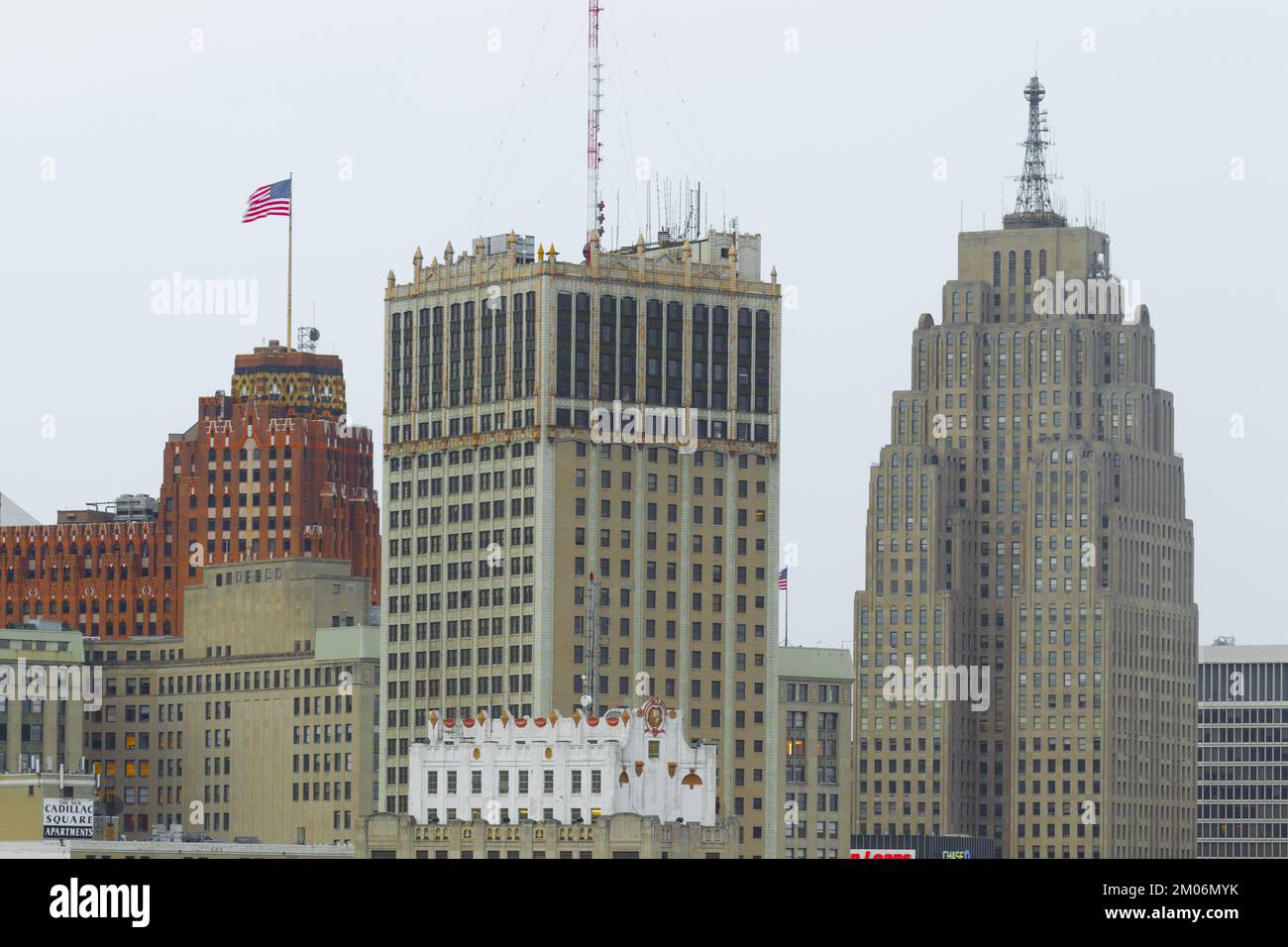 Downtown skyscrapers and the FInancial DIstrict of Detroit in Michigan ...