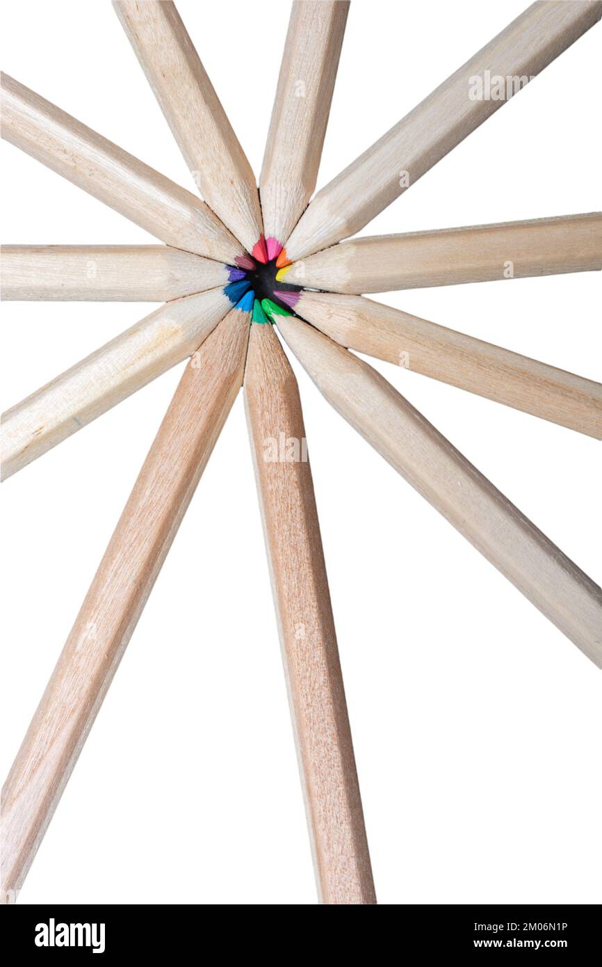 Lots of different colored isolated pencil tool for artistic creativity ...