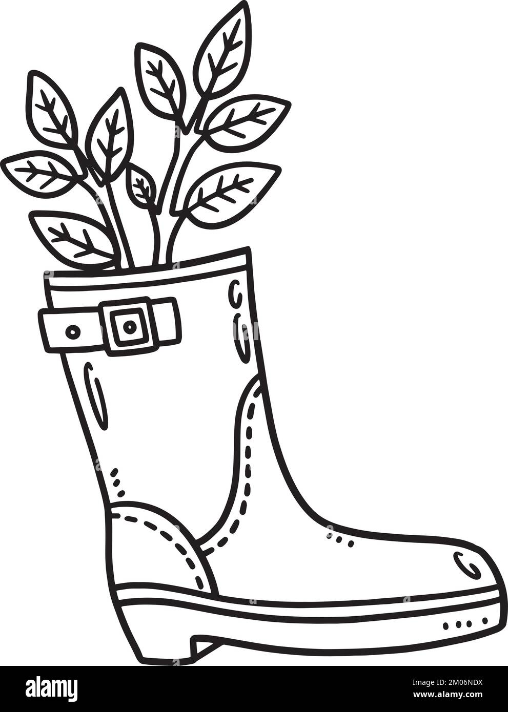 Spring Boot Planter Isolated Coloring Page Stock Vector Image & Art - Alamy
